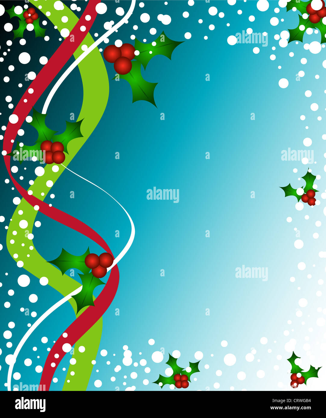 Christmas holly with snowflakes border Stock Photo - Alamy
