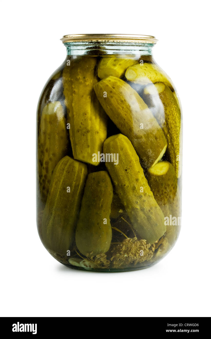 Glass jar of preserved gherkins Stock Photo - Alamy