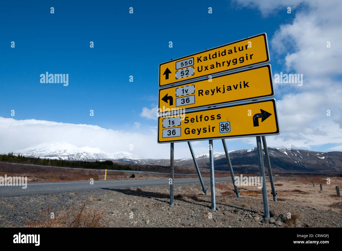 road sign, 36 geysir, selfoss, reykjavik, iceland Stock Photo - Alamy