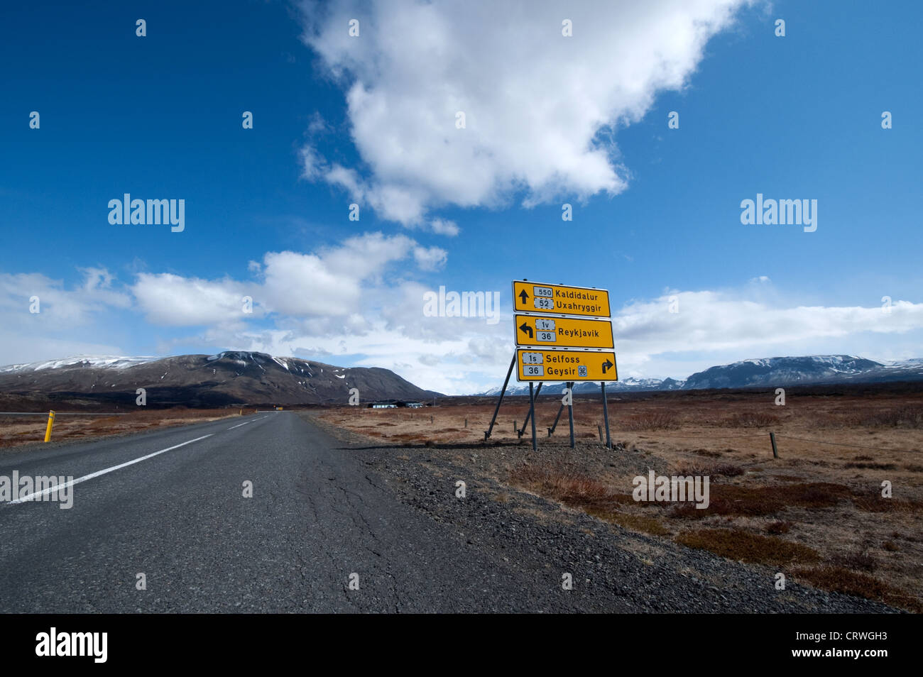 road sign, 36 geysir, selfoss, reykjavik, iceland Stock Photo - Alamy