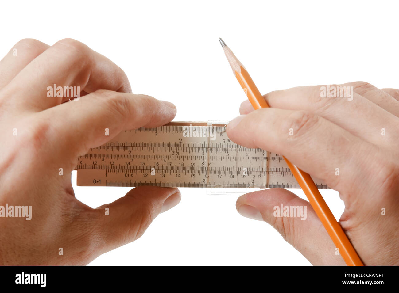 slide rule in hand Stock Photo - Alamy