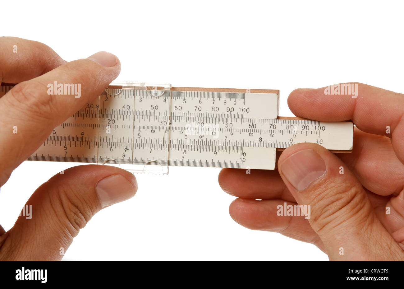 slide rule in hand Stock Photo - Alamy