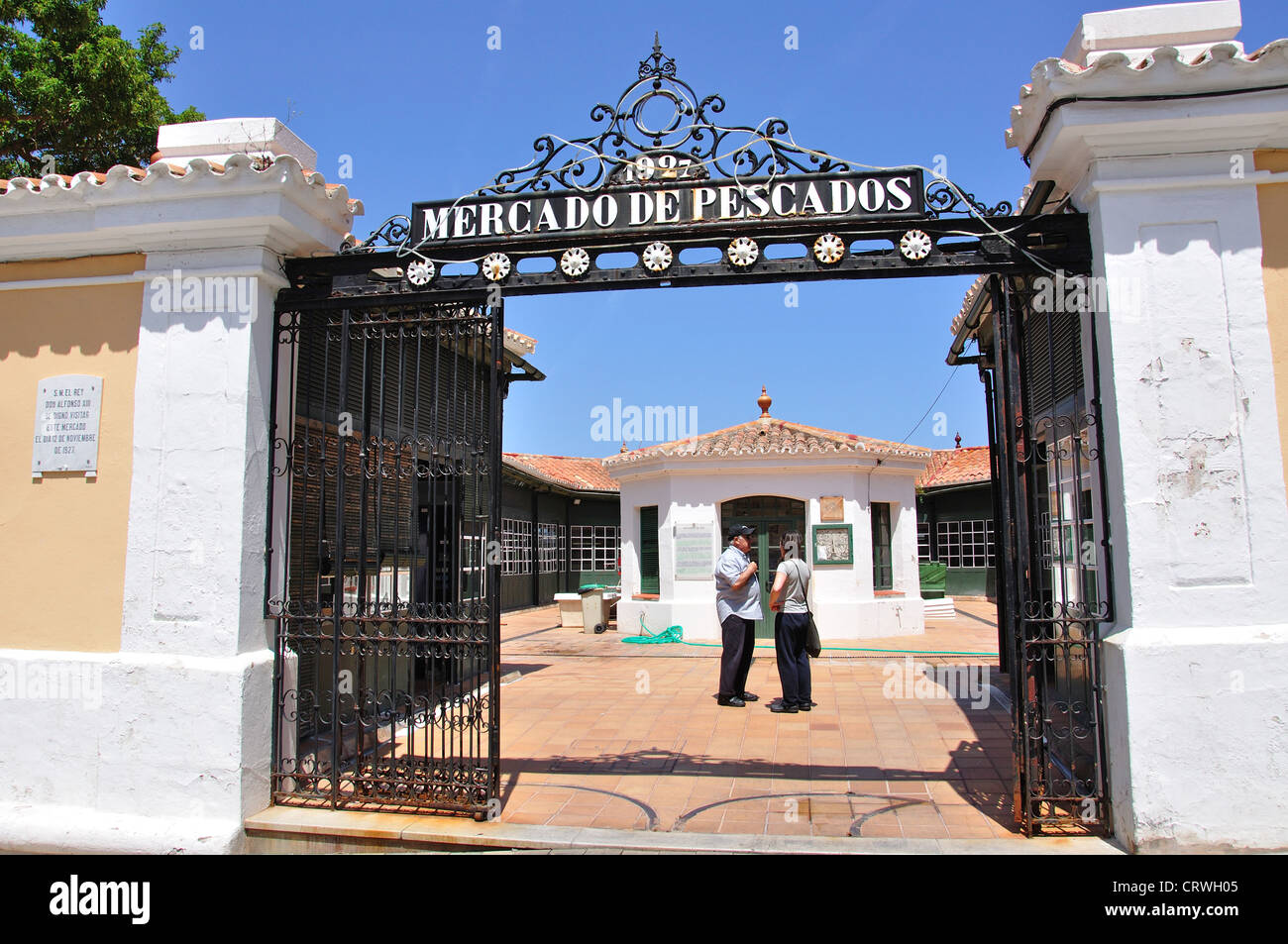 Entrance to Mercado de Pescados (fish market), Mahón, Menorca, Balearic ...