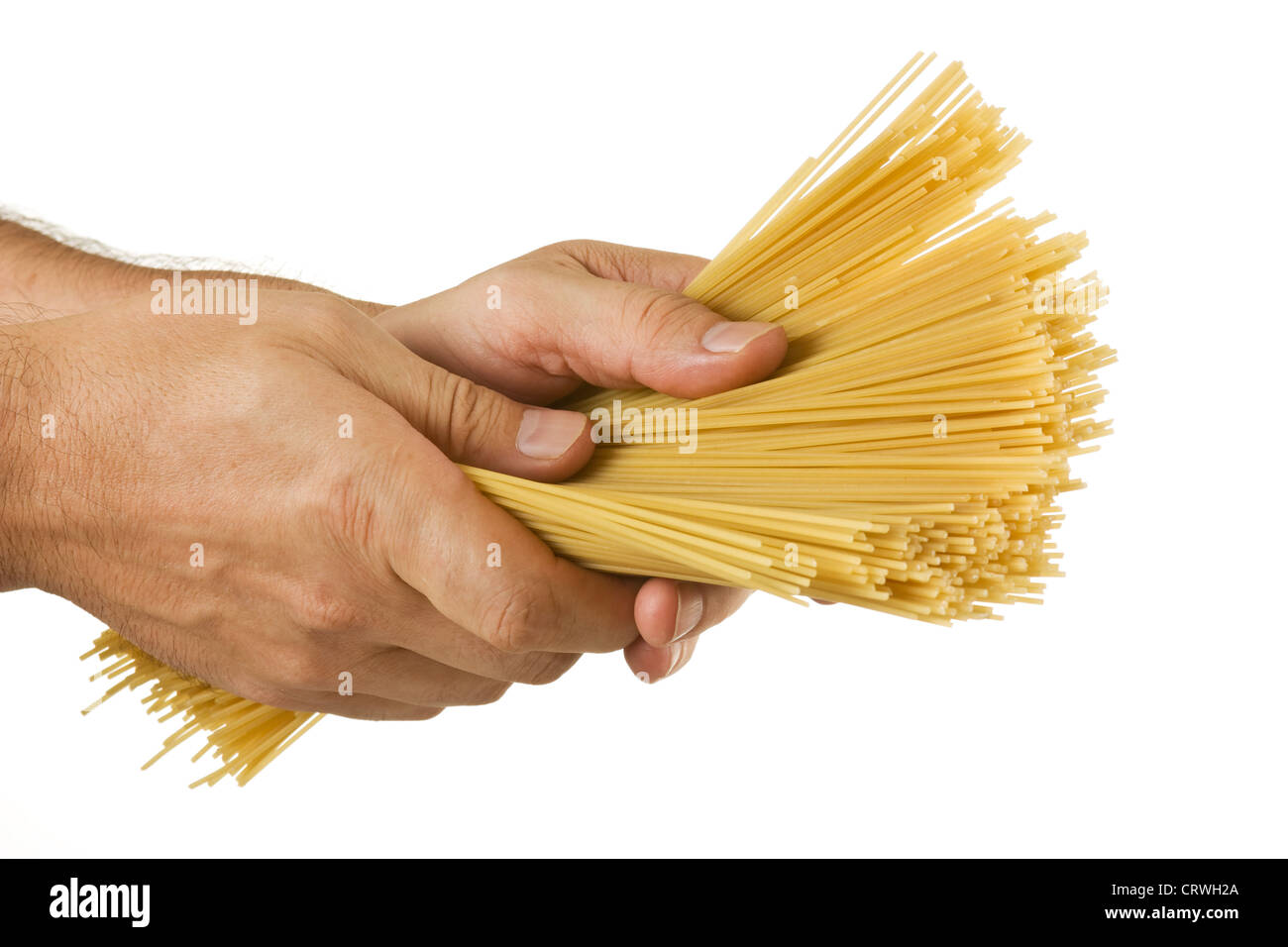 Pasta in hands isolated Stock Photo - Alamy