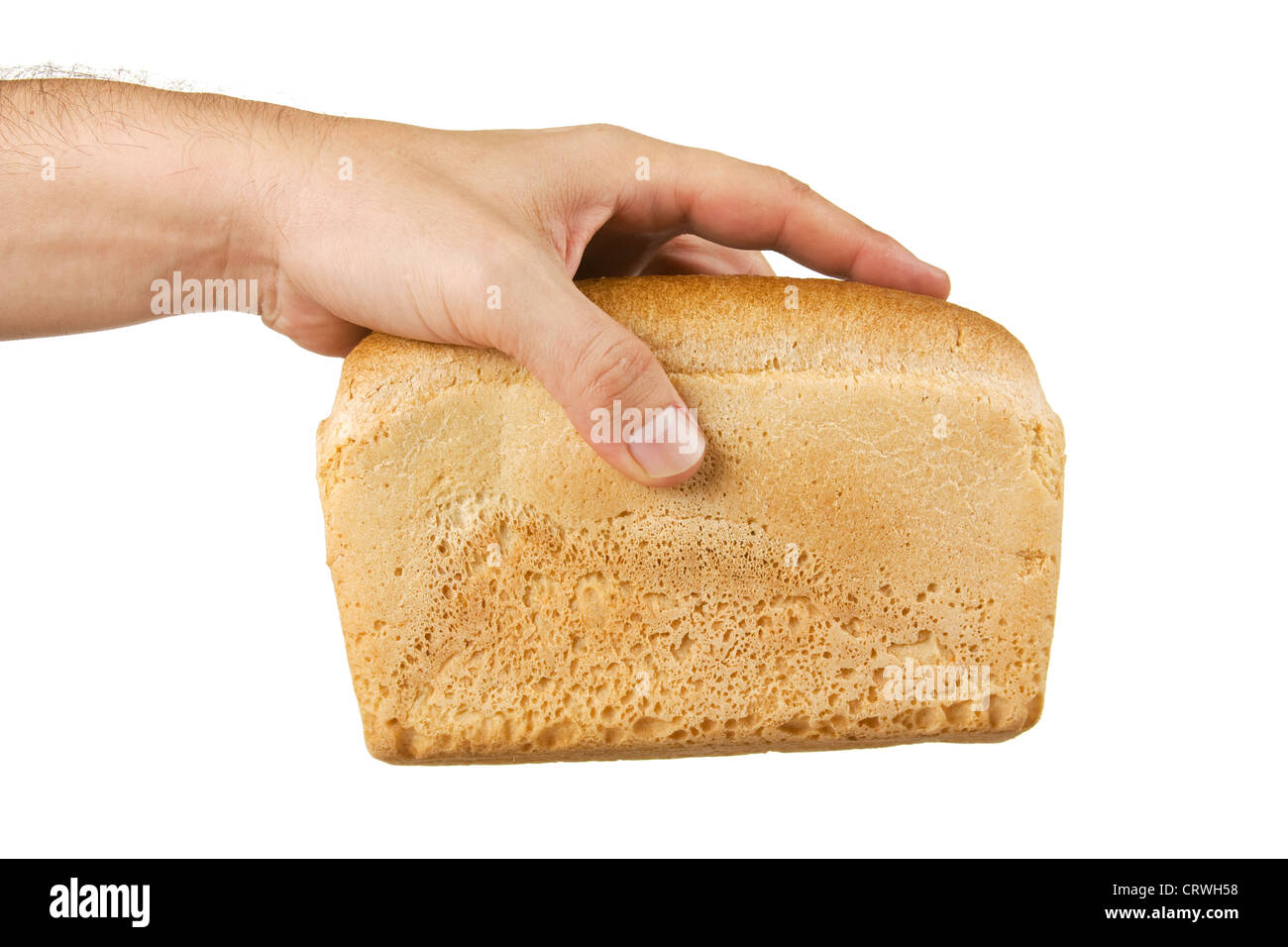 loaf of white bread in hand Stock Photo - Alamy