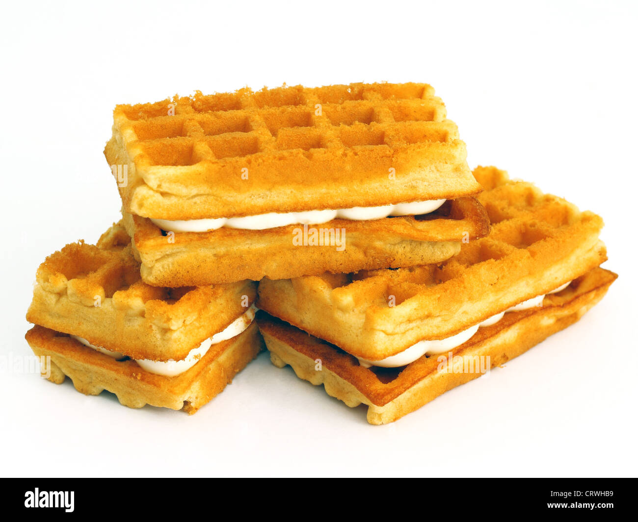waffle cookies stacked isolated on white background Stock Photo - Alamy