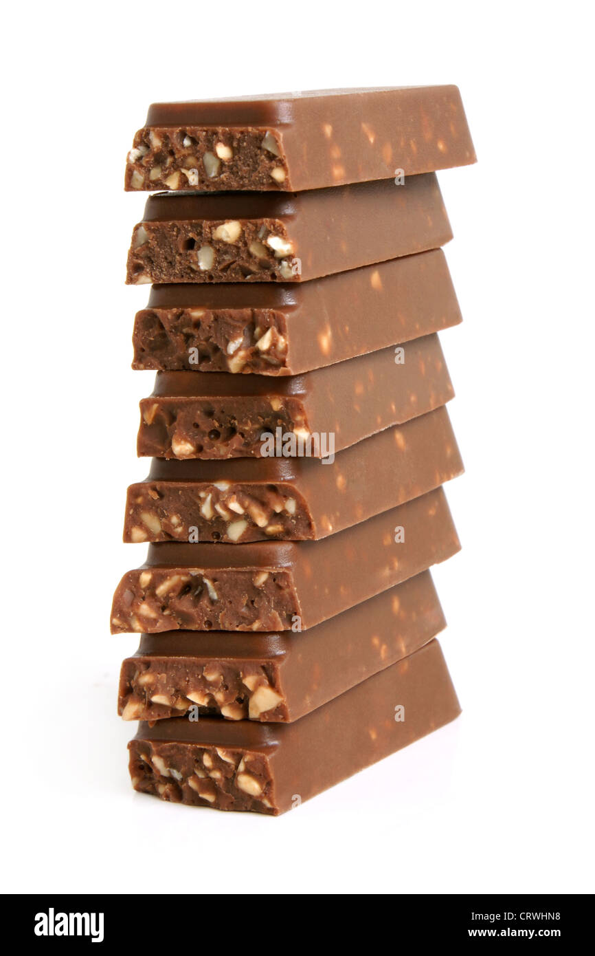 Stack of chocolate pieces Stock Photo - Alamy