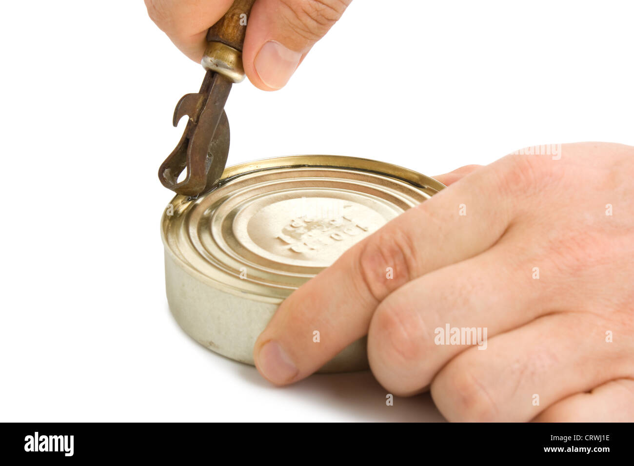 Hand tin opener opening can hi-res stock photography and images - Alamy