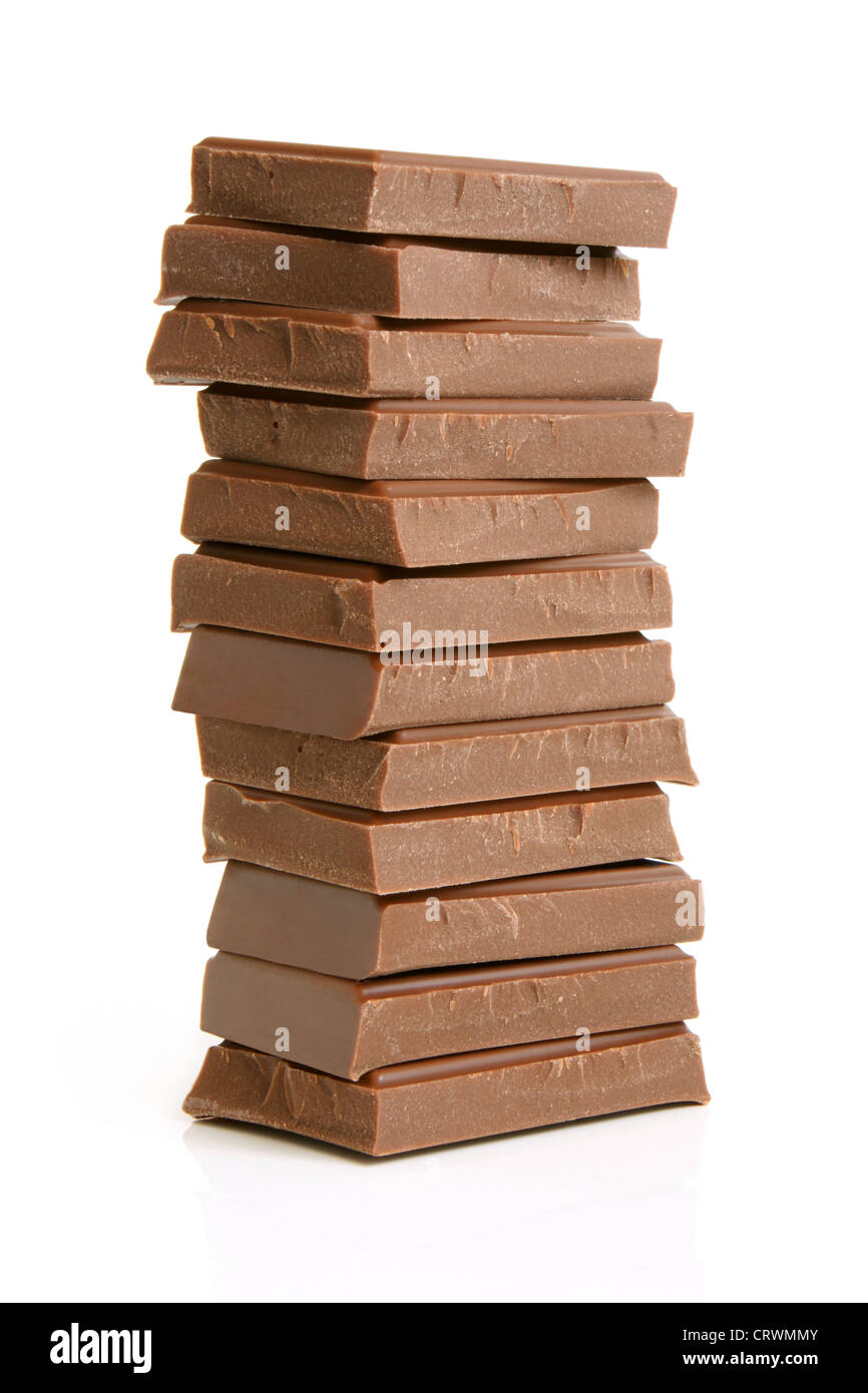 Stack of chocolate pieces Stock Photo - Alamy
