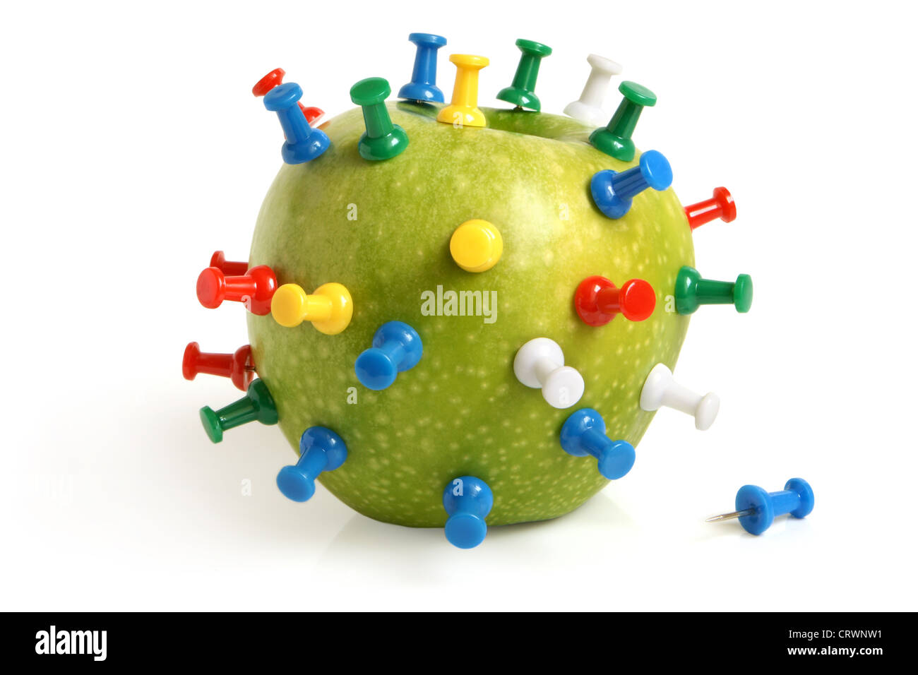 Apple and drawing pins Stock Photo - Alamy