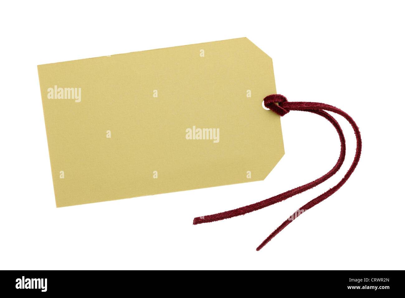 Blank tag with leather string Stock Photo - Alamy