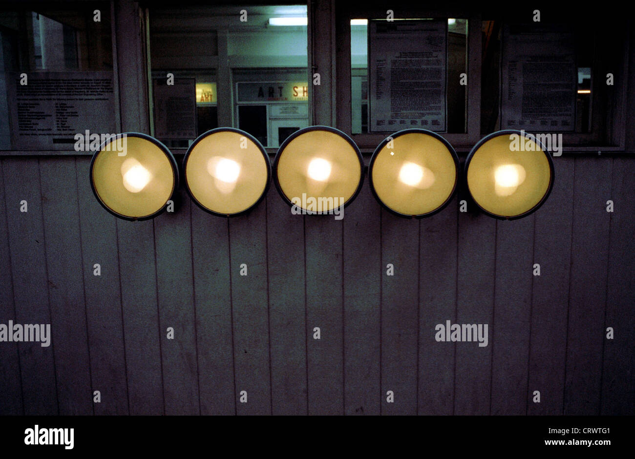 Evening lights at Checkpoint Charlie Stock Photo - Alamy