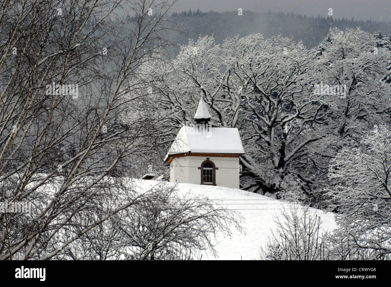 Chapel in winter Black Forest Stock Photo - Alamy