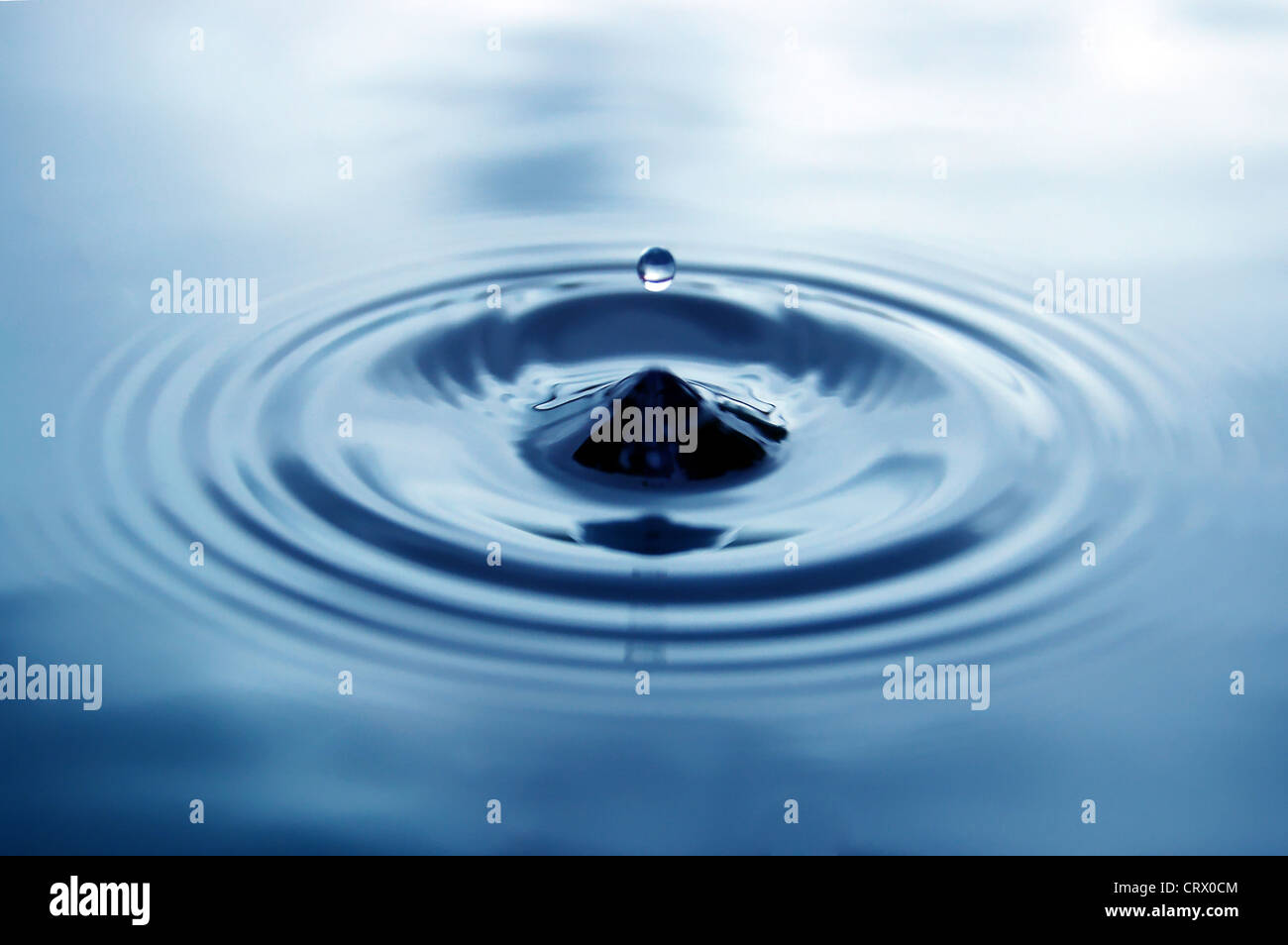 A drop of water above water surface - water splash Stock Photo - Alamy