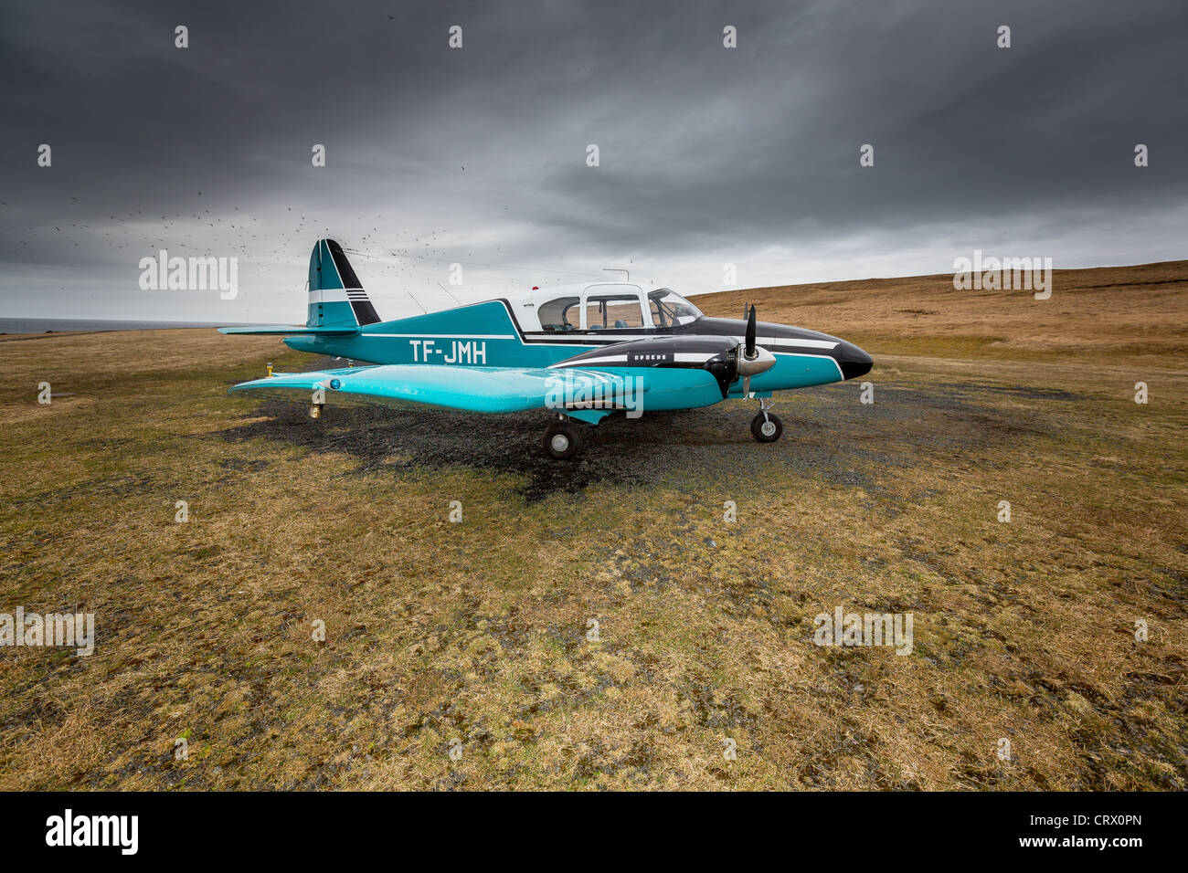 Piper PA-23-150 (Apache) on the airfield in Grimsey, Iceland Stock ...