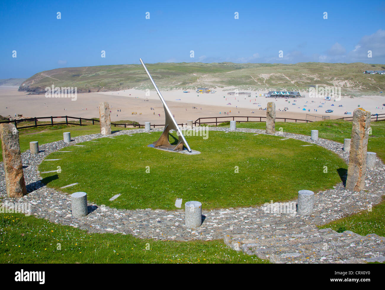Sundial, Perranporth Cornwall, Millenium sundial Stock Photo - Alamy