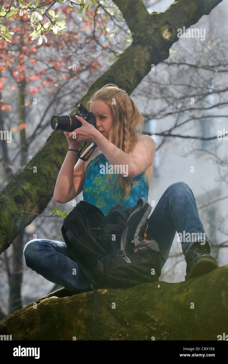 Female amateur photographer taking photograph hi-res stock photography ...