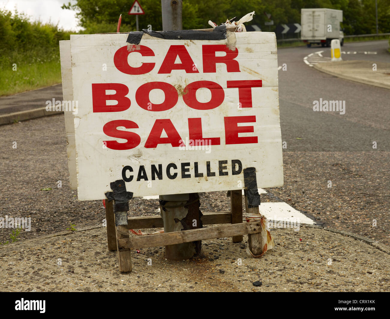 Car Boot sale Cancelled sign, by the side of the road Stock Photo - Alamy