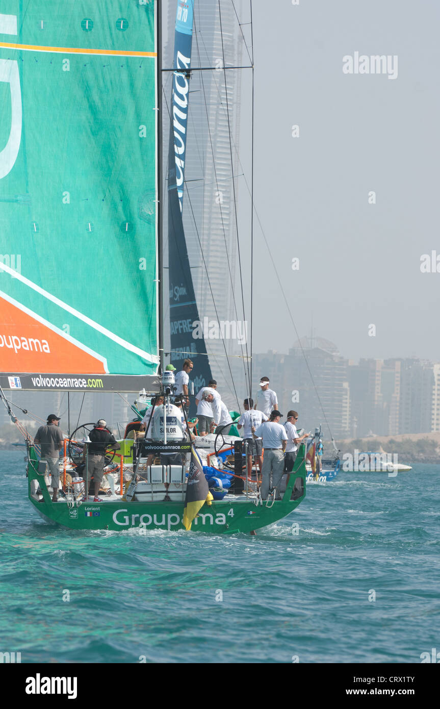 groupama team and skipper franck cammas during abu dhabi volvo race ...