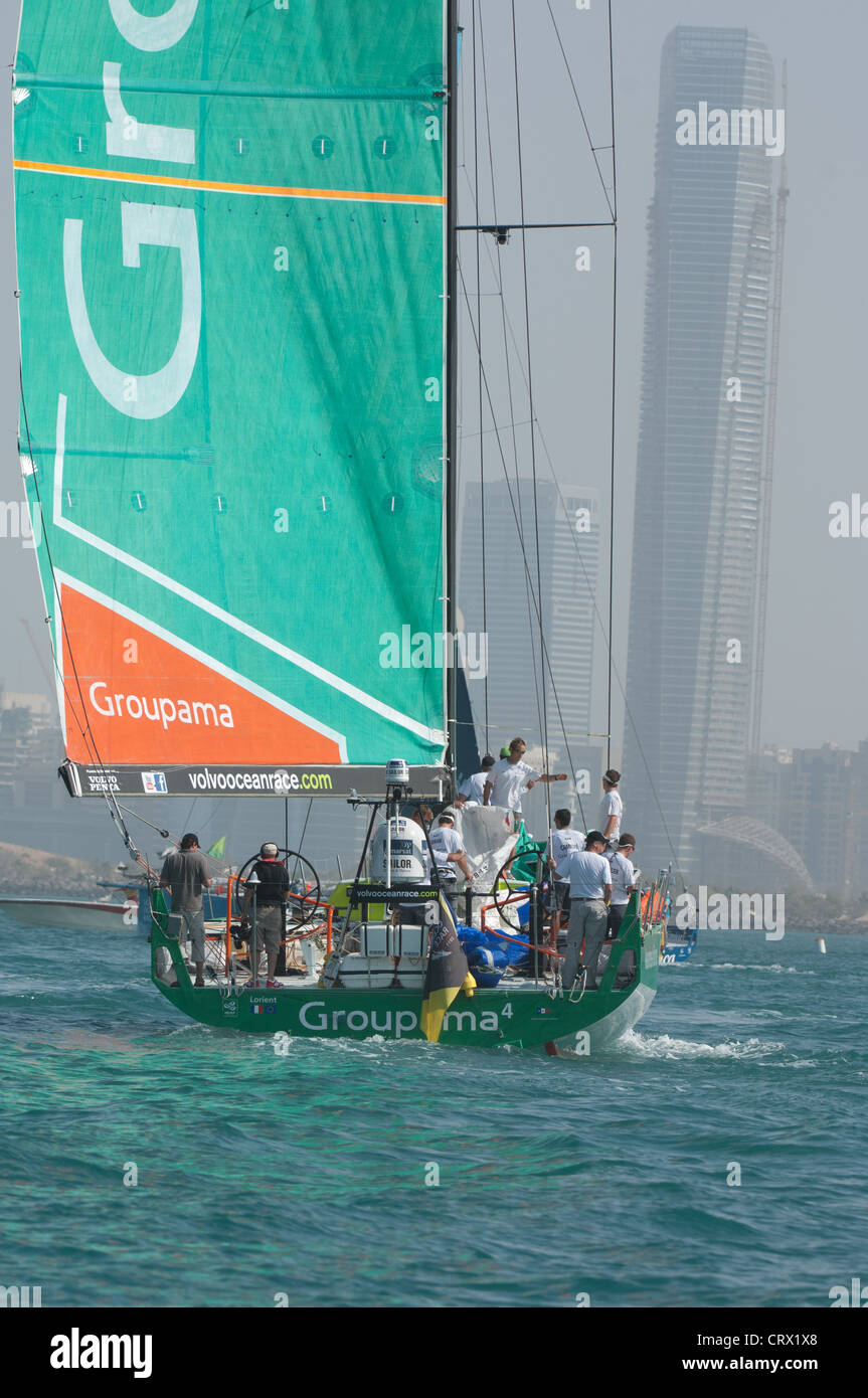groupama team and skipper franck cammas during abu dhabi volvo race ...