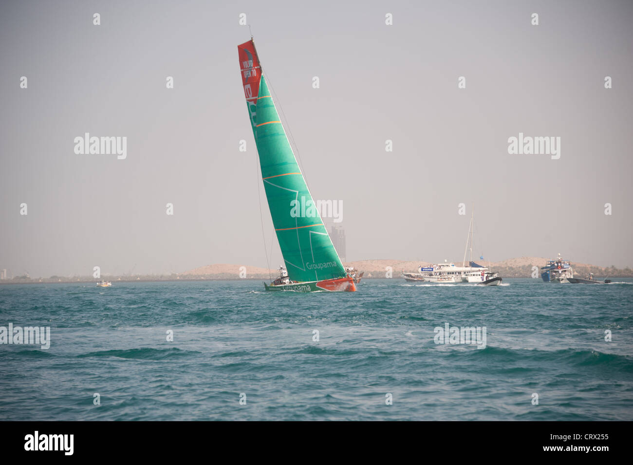 groupama team and skipper franck cammas during abu dhabi volvo race ...