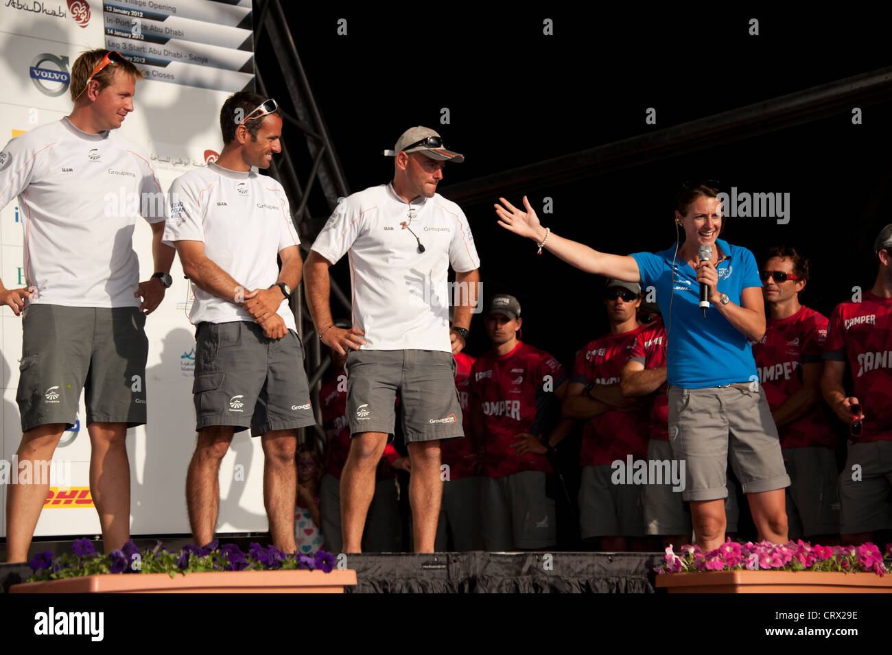 groupama team and skipper franck cammas during abu dhabi volvo race ...