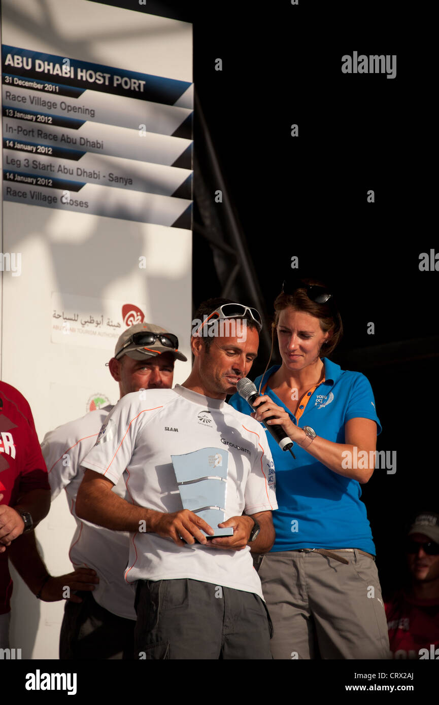 groupama team and skipper franck cammas during abu dhabi volvo race ...