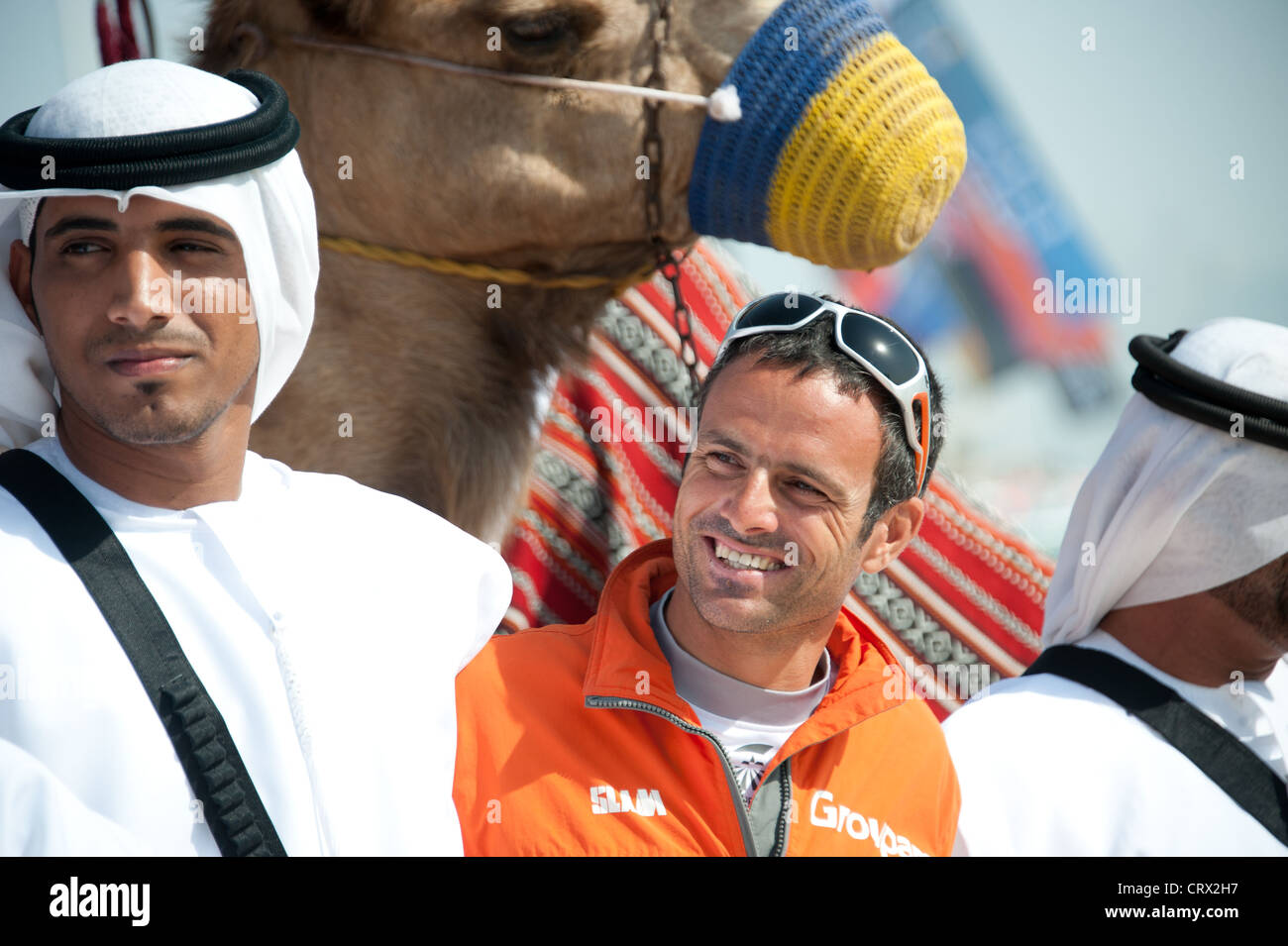 groupama team and skipper franck cammas during abu dhabi volvo race ...