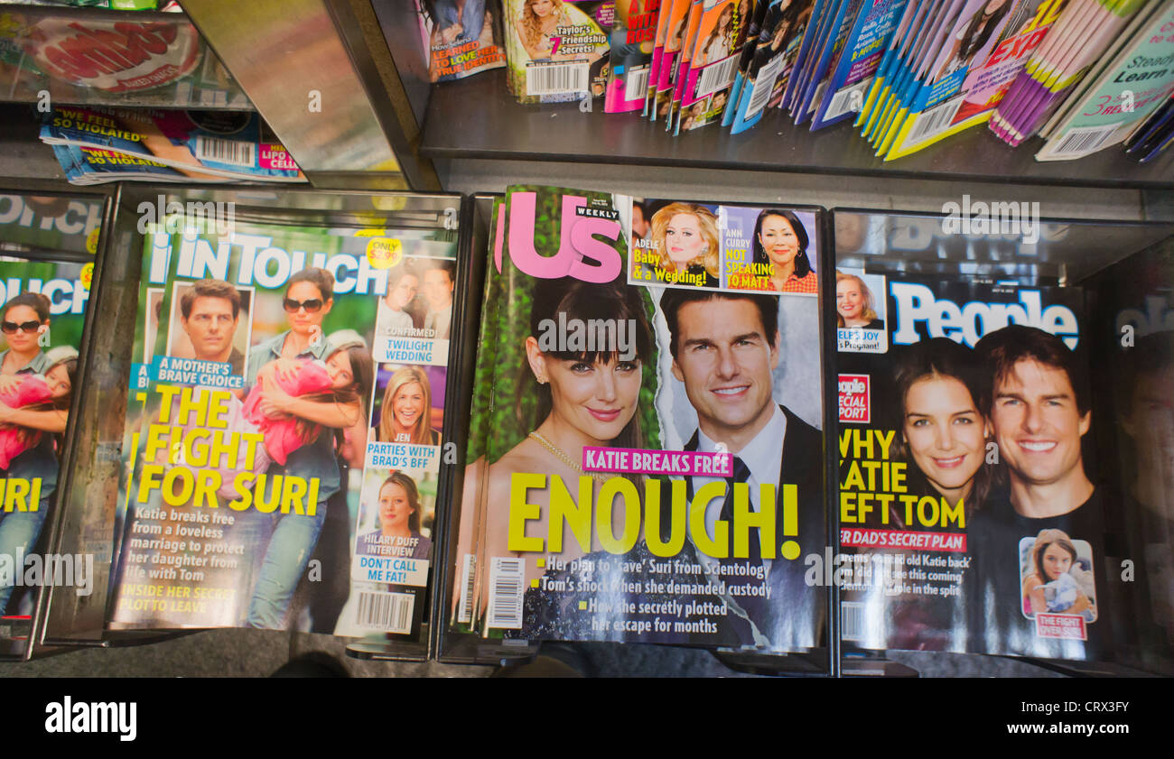 The covers of the tabloid magazines, People, Us and InTouch report on ...