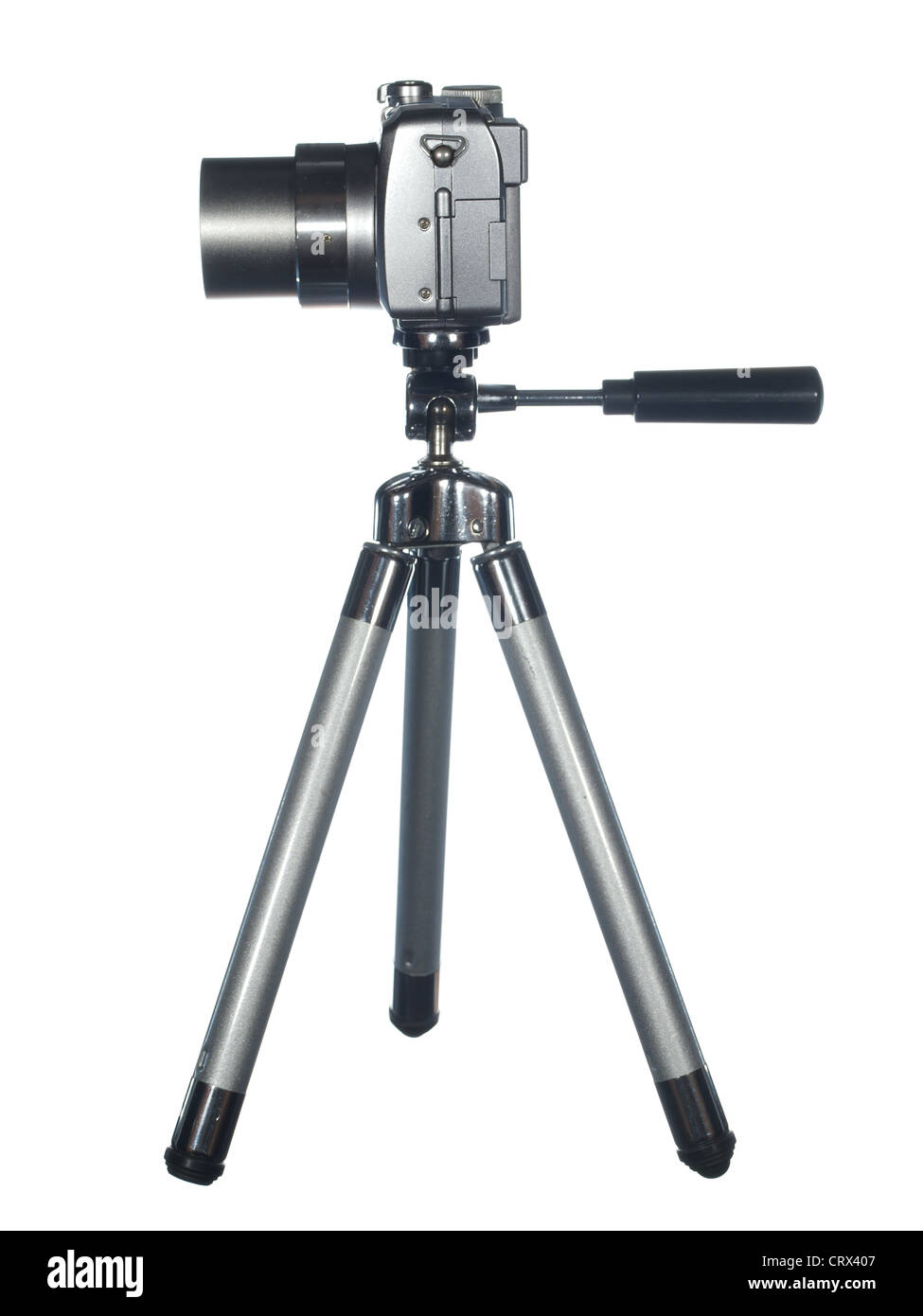 professional digital camera on a tripod , isolated on white background ...