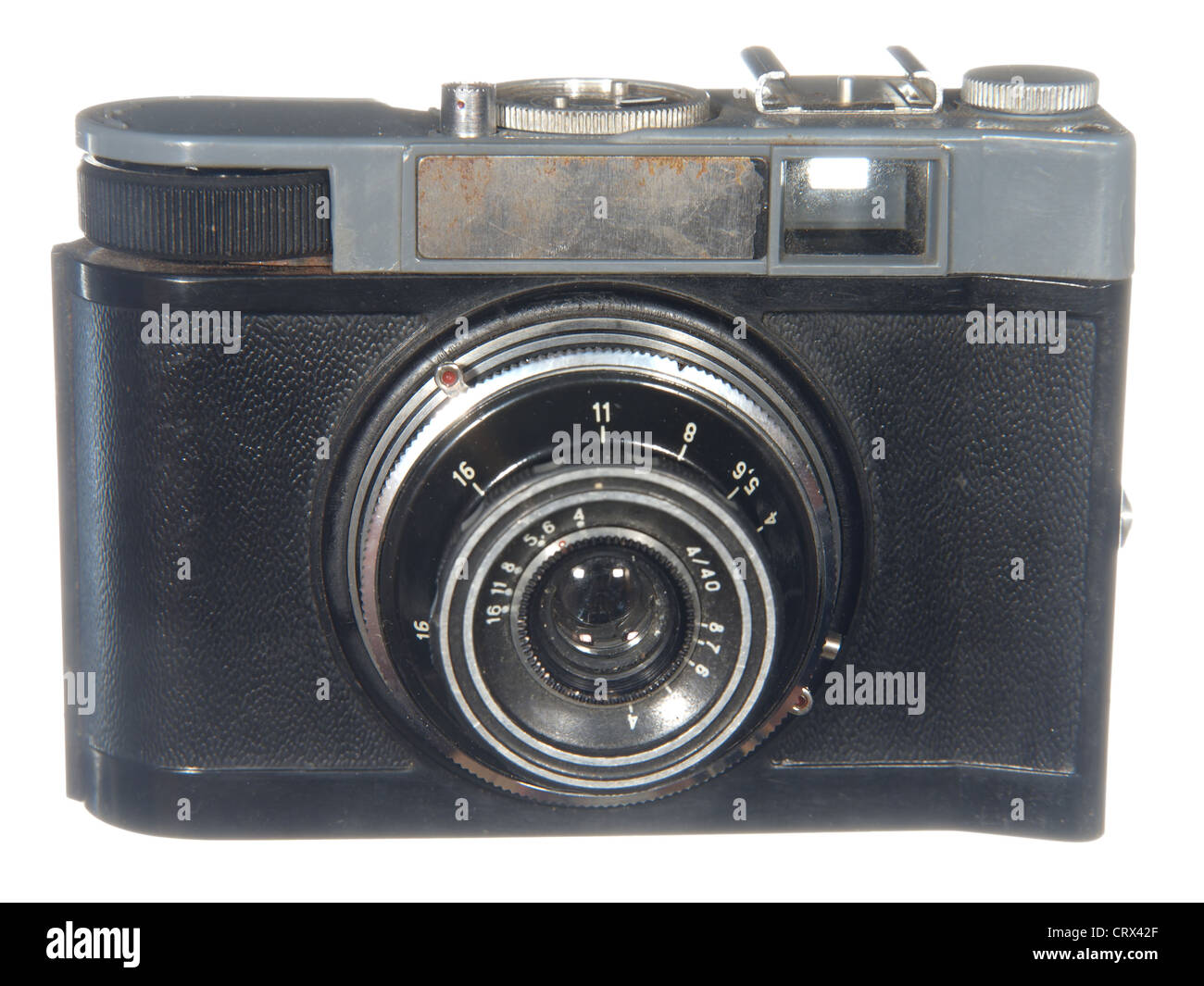 Very old classic camera body is broken, isolated on white background ...