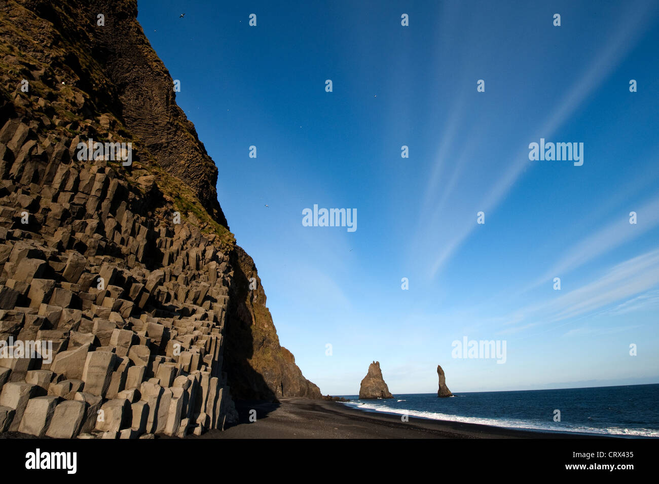 Reynisfjara Beach near Vik with basalt cave, South Coast Iceland Stock ...