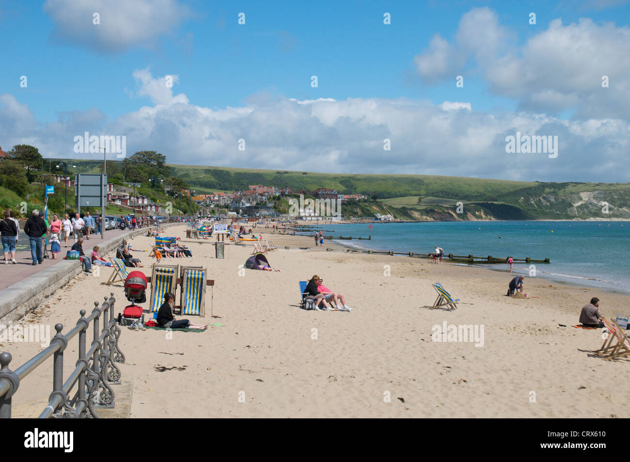 Swanage beach on a beautiful summers day Stock Photo - Alamy