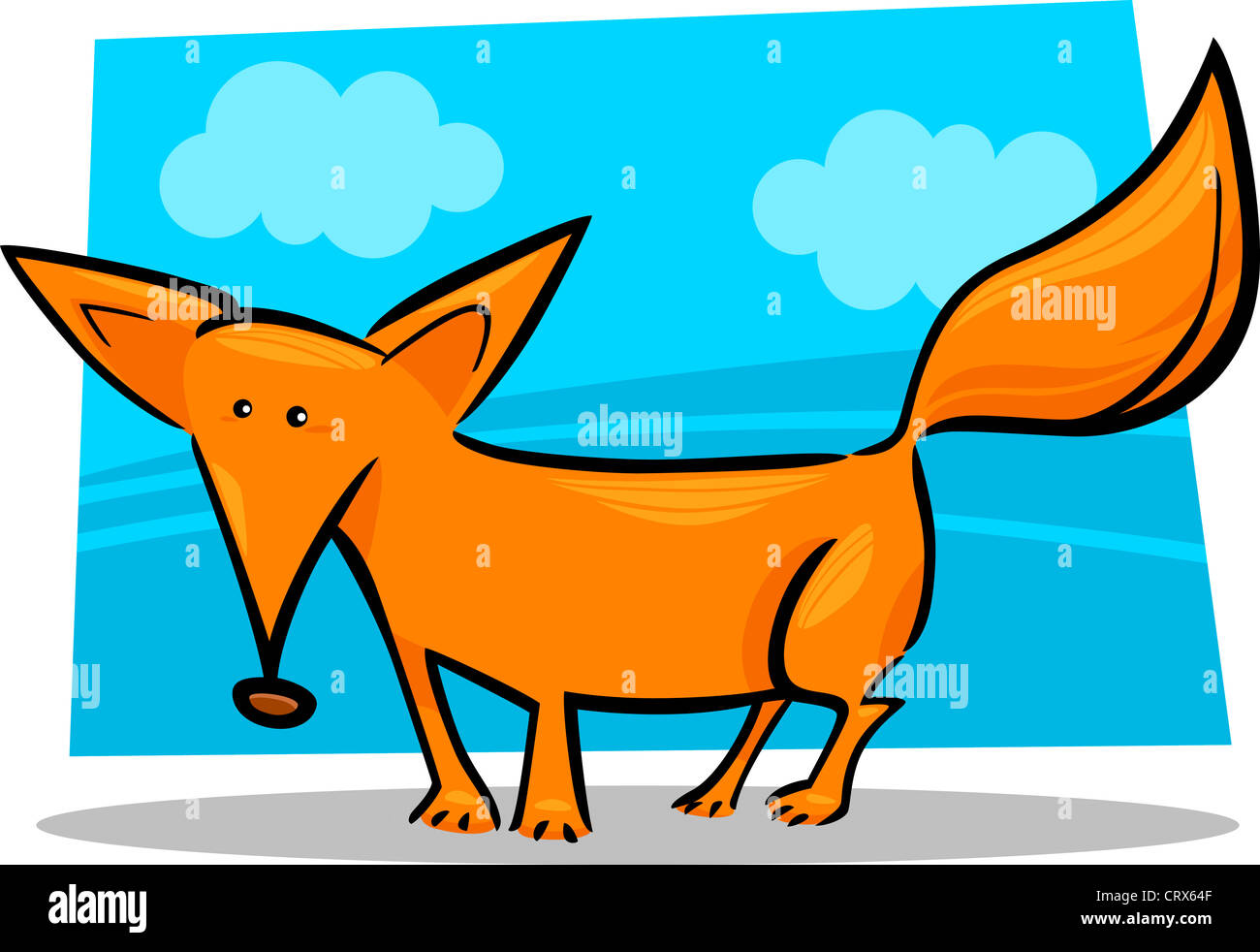 cartoon doodle illustration of cute red fox Stock Photo - Alamy