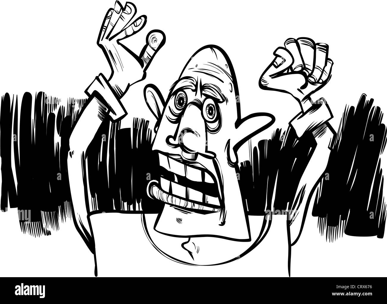 cartoon sketch illustration of outraged and scared man Stock Photo - Alamy