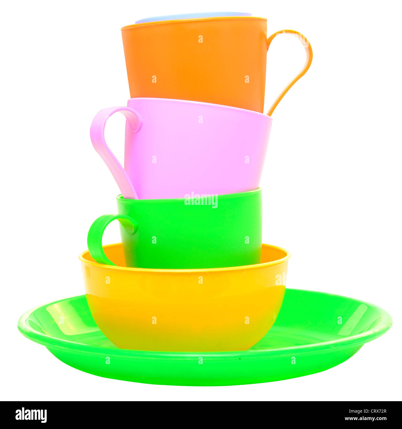 Stack of plates and cups Cut Out Stock Images & Pictures - Alamy