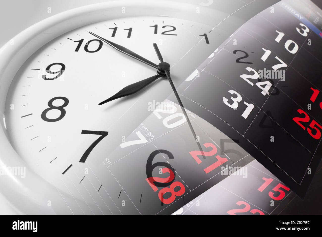 Calendar Pages and Clock Stock Photo - Alamy