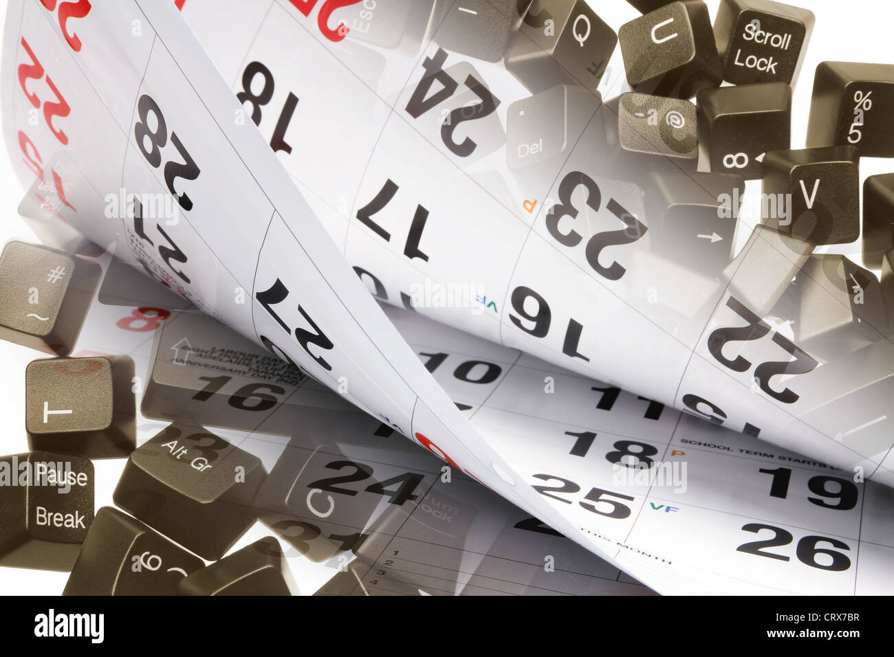 Calendar Pages and Computer Keys Stock Photo - Alamy