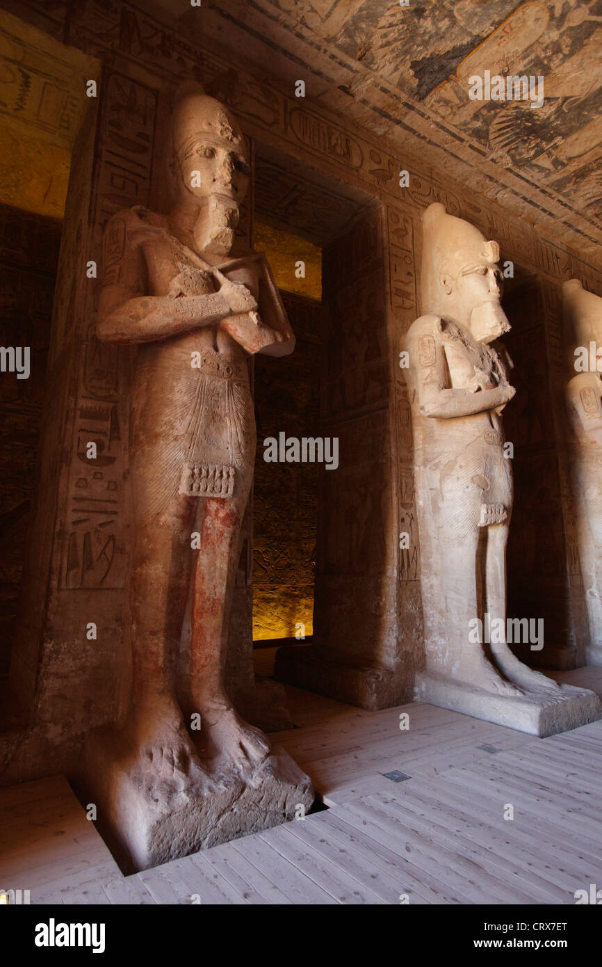 The hypostyle hall of the Great Temple, with Osiris pillars, Abu Simbel ...