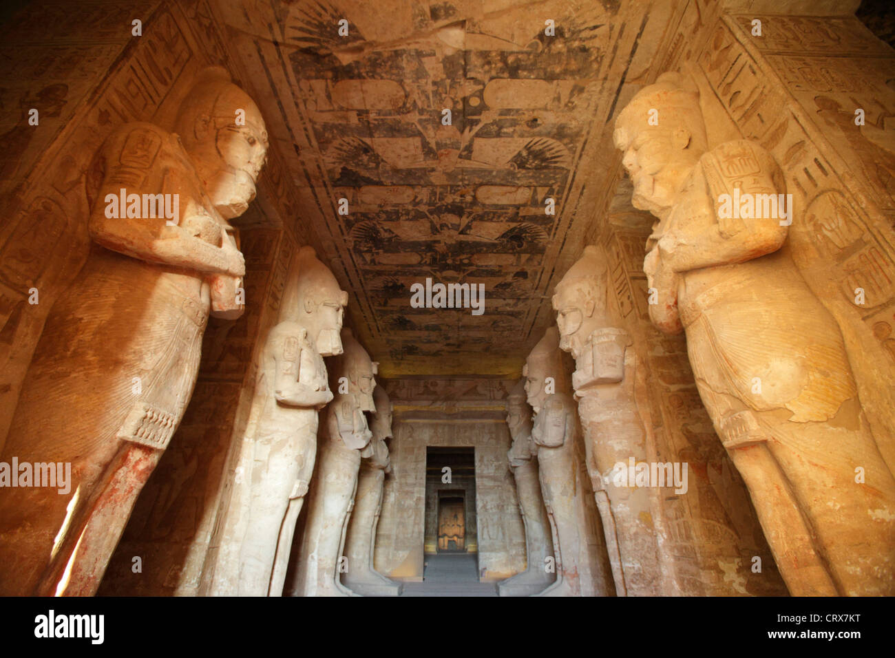 The hypostyle hall of the Great Temple, with Osiris pillars, Abu Simbel ...