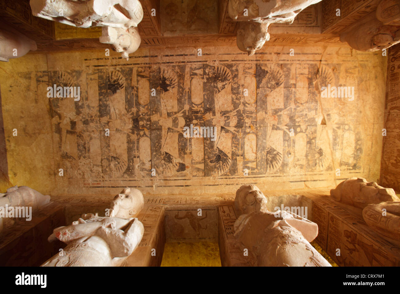 The hypostyle hall of the Great Temple, with Osiris pillars, Abu Simbel ...