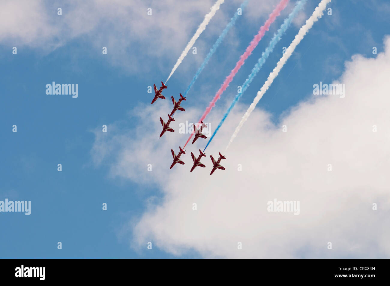 Red Arrows aerobatics display at the Goodwood Festival of Speed 2012 ...