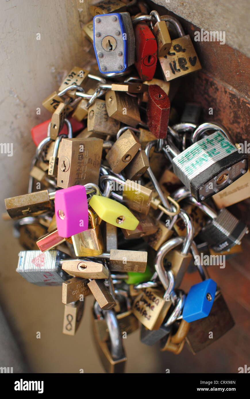 Padlock Chain - Series of padlocks all locked against each other Stock ...