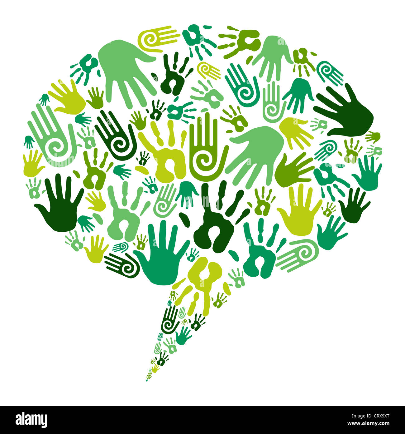 Go green human hands icons in social media bubble composition isolated ...