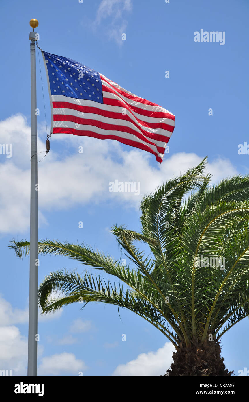 American flag flying on a pole Stock Photo - Alamy