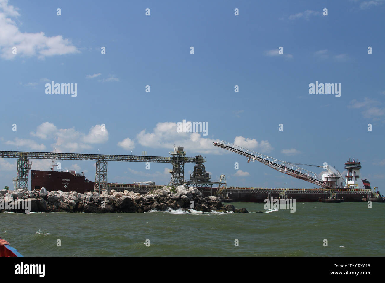 LaFarge Stone Dock. Marblehead, Ohio, USA. Lake Freighter Ship named ...