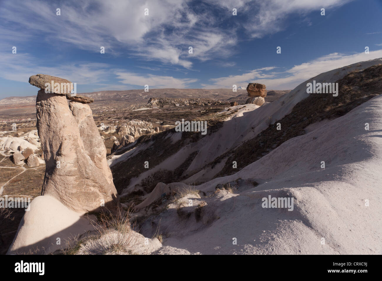 A majestic view and unique shapes of limestone in Cappadocia, Turkey ...