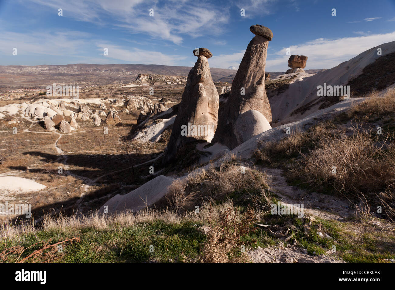 A majestic view and unique shapes of limestone in Cappadocia, Turkey ...