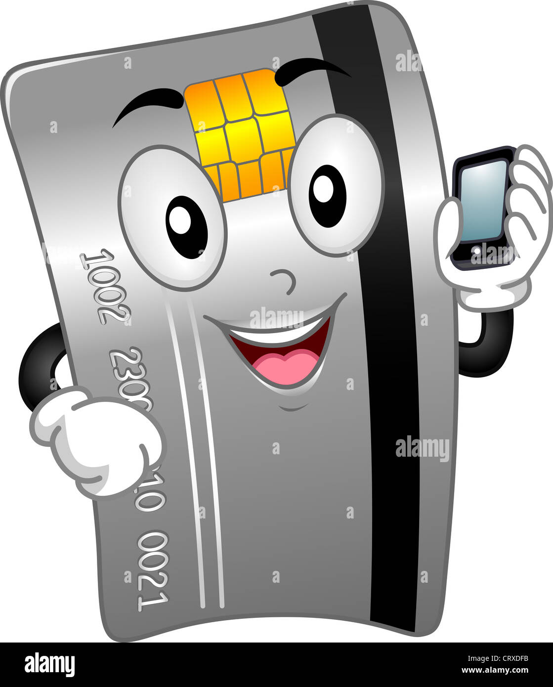 Mascot Illustration Featuring a Credit Card Holding a Mobile Phone ...