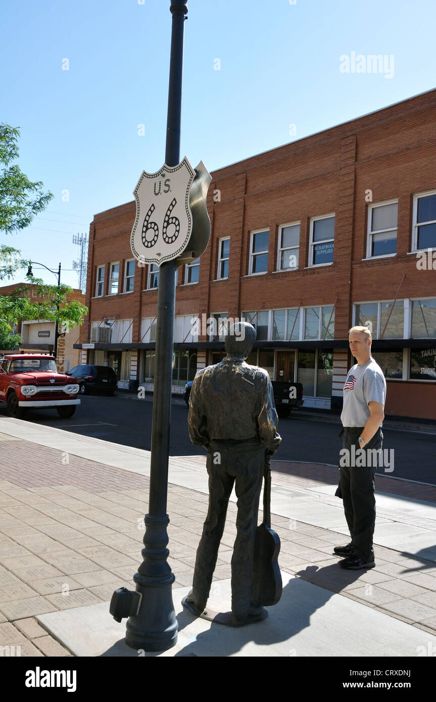 Historic route 66 standing on the corner take it easy hi-res stock ...